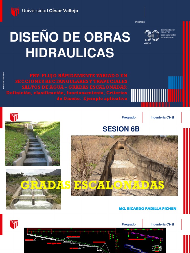 Diseño de Gradas Escalonadas en Hidráulica | PDF | Ingeniería | Agua
