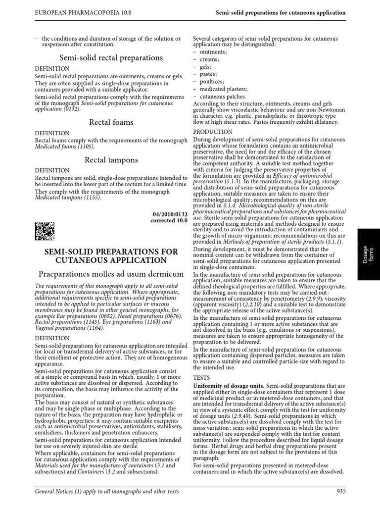 Semi Solid Preparations For Cutaneous Application | PDF