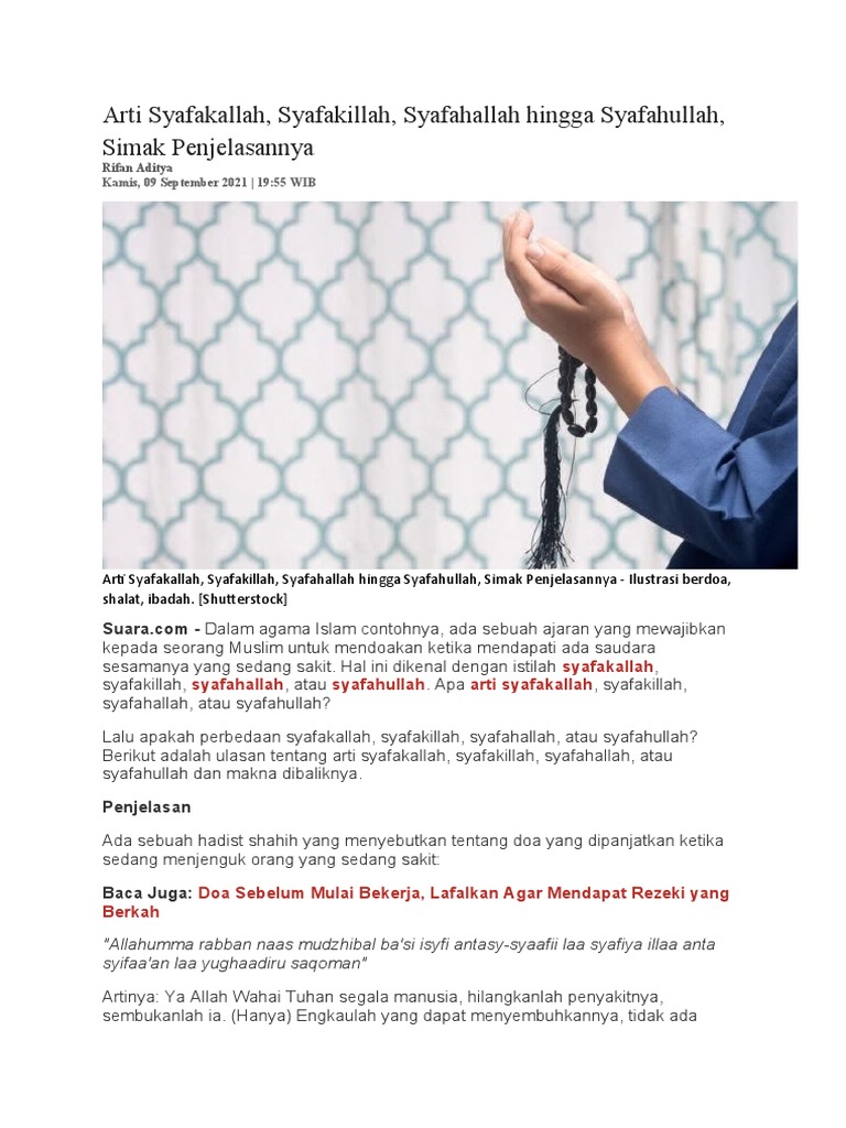 Arti Syafakallah, Syafakillah | PDF