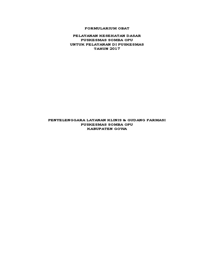 Formularium Obat PKM Somba Opu | PDF