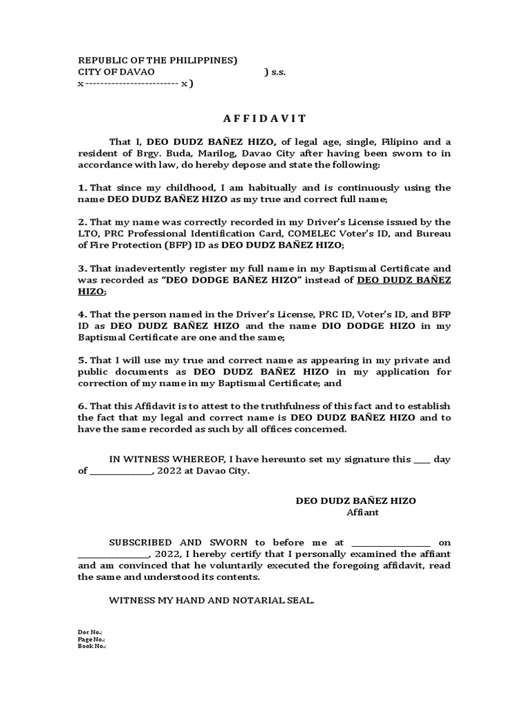 Affidavit of Correction | PDF