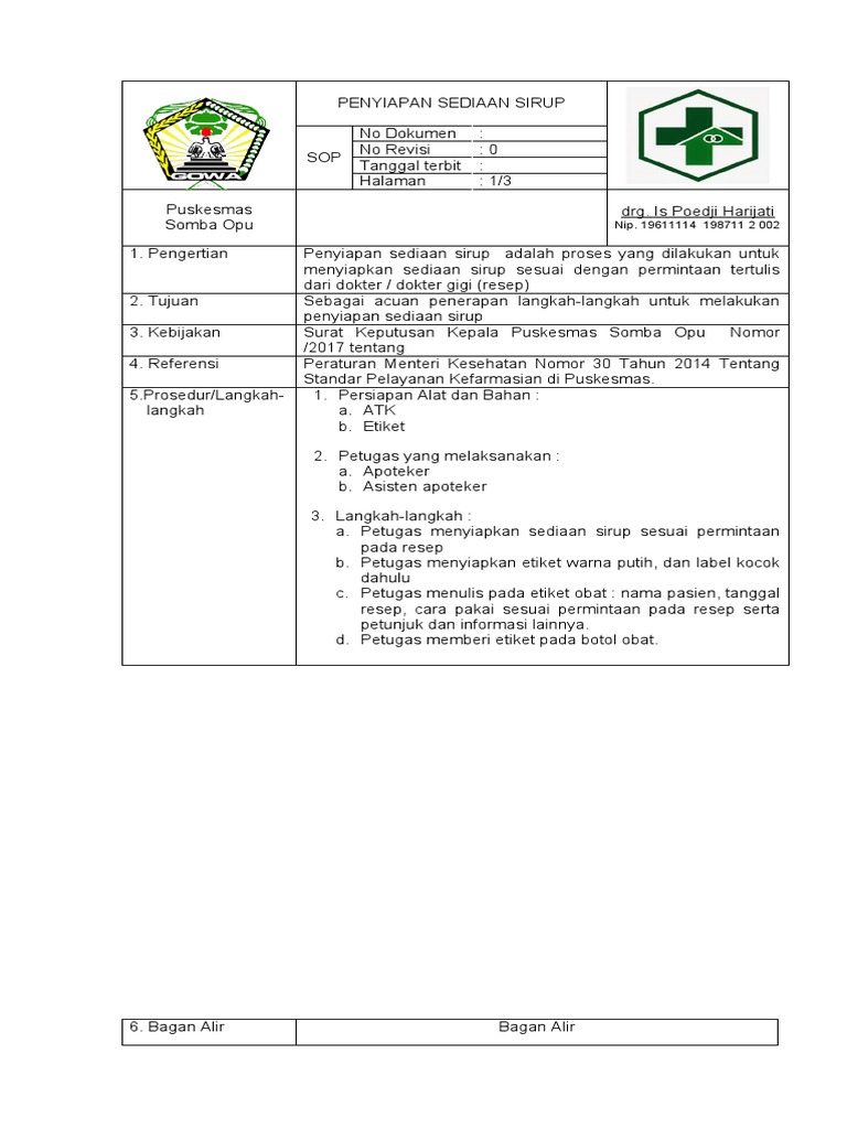 Sop Penyiapan Sediaan Sirup | PDF