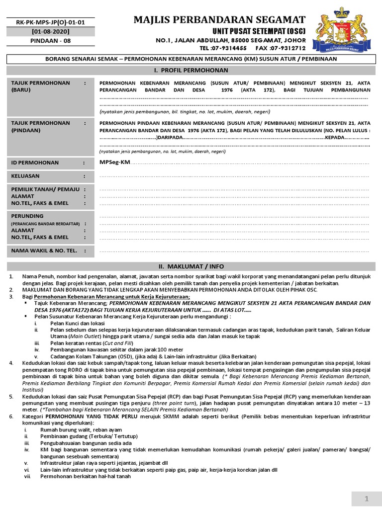 Senarai - Semak - Kebenaran - Merancang (Johor) | PDF