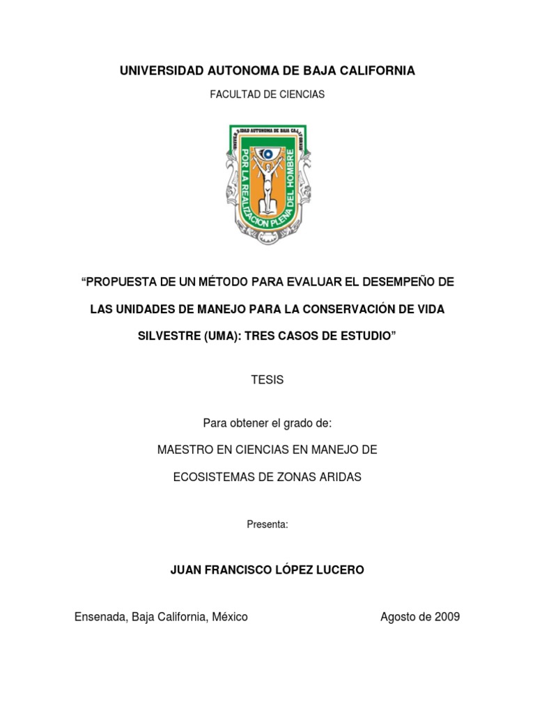 Tesis Desempeño de UMAs | PDF | Movimiento conservacionista | Evaluación
