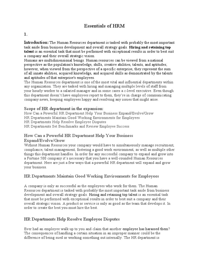 Essentials of HRM | PDF