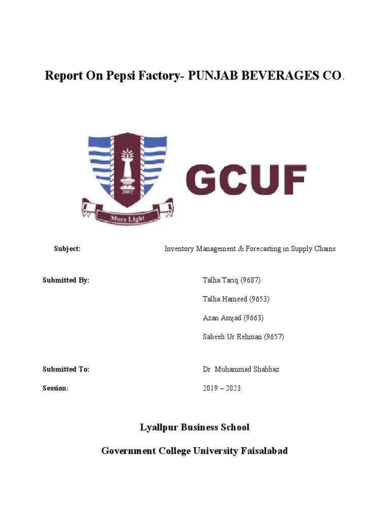 Report On Pepsi Factory | PDF