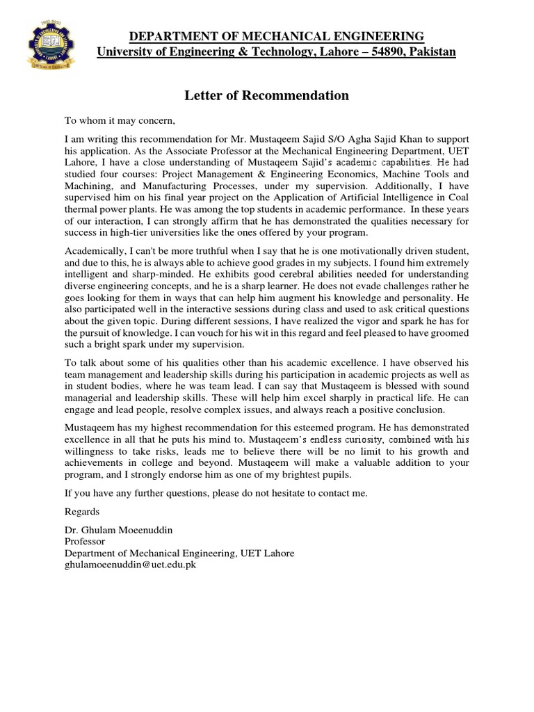 Lor For Professor (GM) | PDF | Engineering | Mechanical Engineering