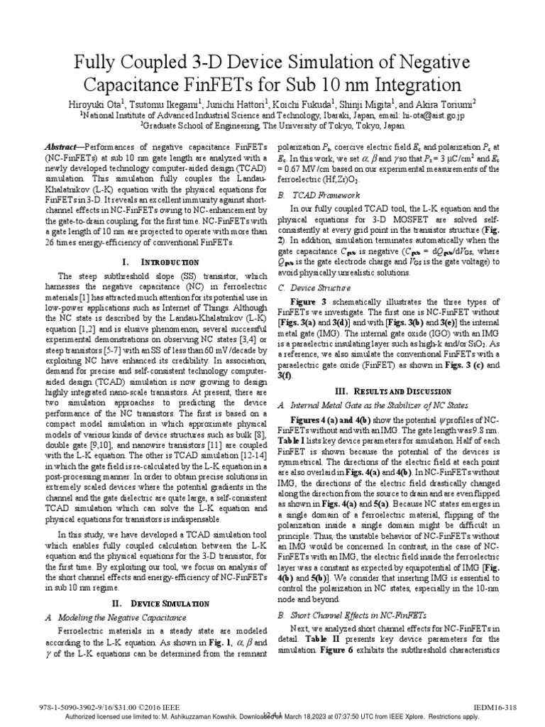 Ref 26 Fully Coupled 3-D Device Simulation of Negative Capacitance ...