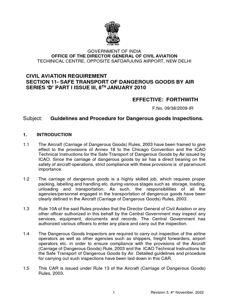 Guidelines for Air Transport of Dangerous Goods | PDF
