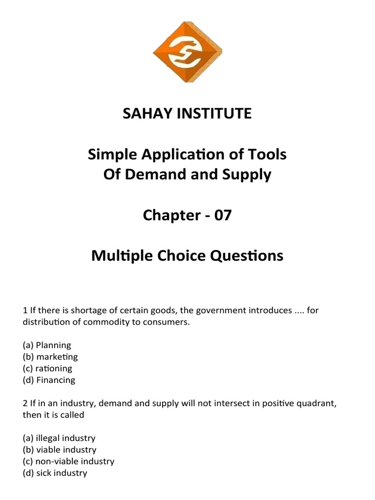 Simple Application of Tools of Demand and Supply | PDF | Elasticity ...