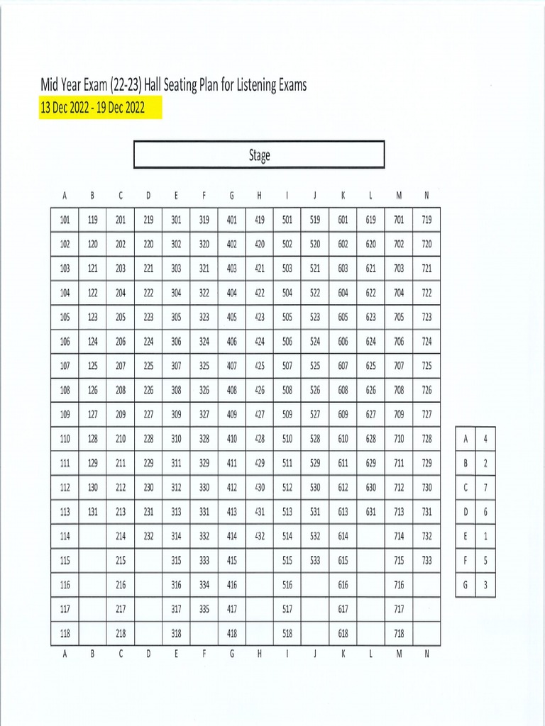 Mid Year Exam (22-23) Hall Seating Plan For Listening Exams F3, F4, F5 ...