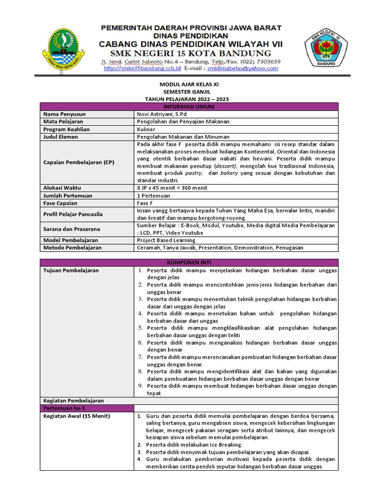 Modul Ajar Kls Xi | PDF
