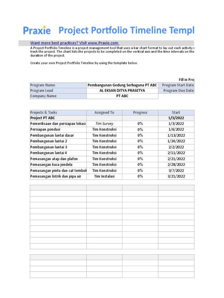 Project Portfolio Timeline Template | PDF