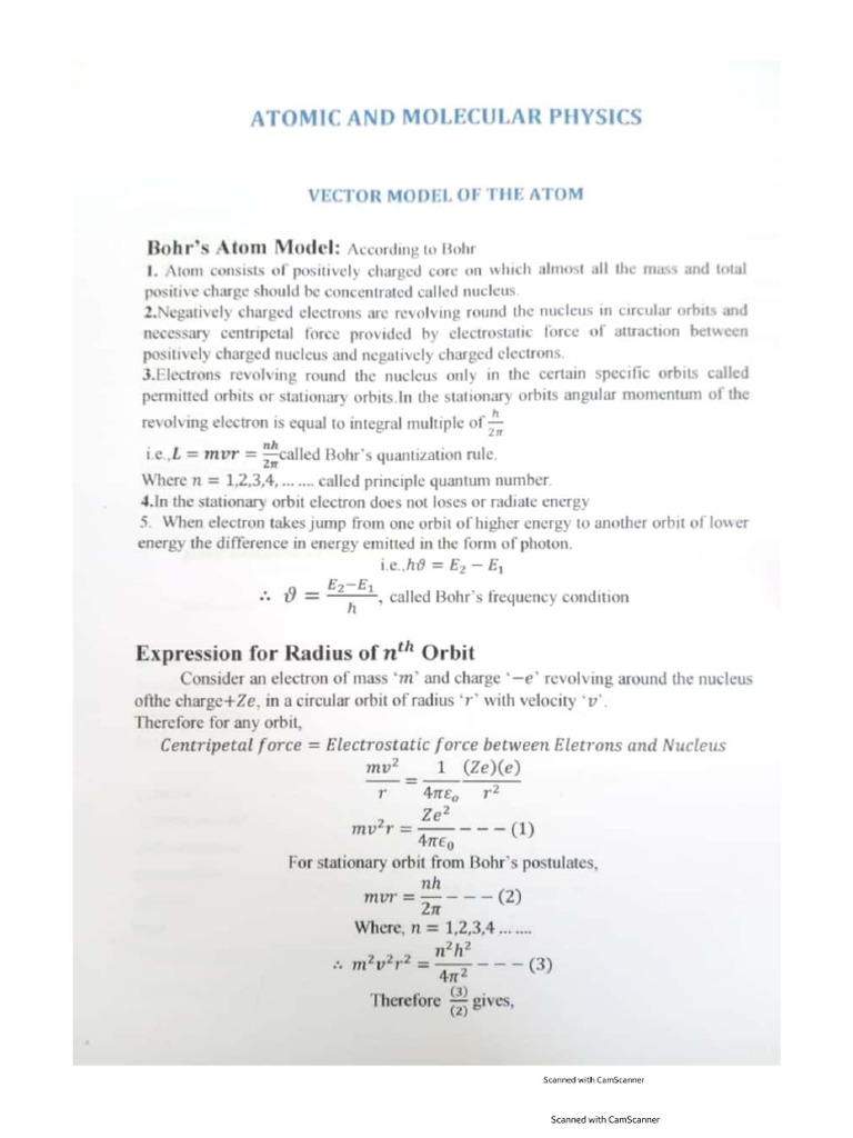Atomic and Molecular Physics and Quantum Mechanics II (JN Sir) - 1 | PDF