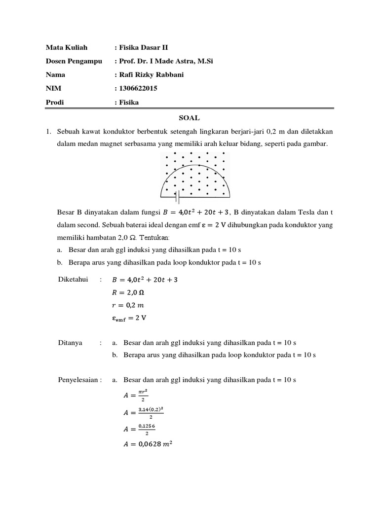 Rafi Rizky Rabbani - Perbaikan UAS Fisika Dasar II | PDF