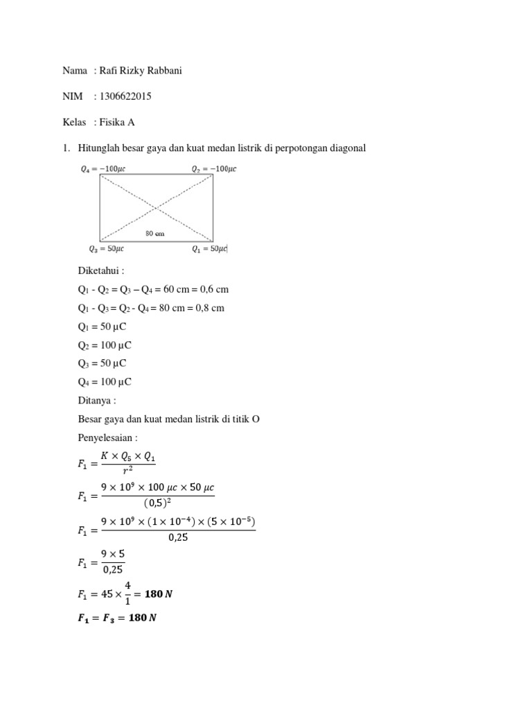 Quis Fisika Dasar II - Rafi Rizky Rabbani (1306622015) | PDF