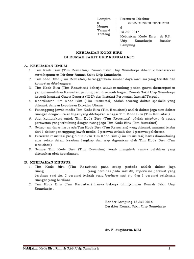 Kebijakan Kode Biru | PDF