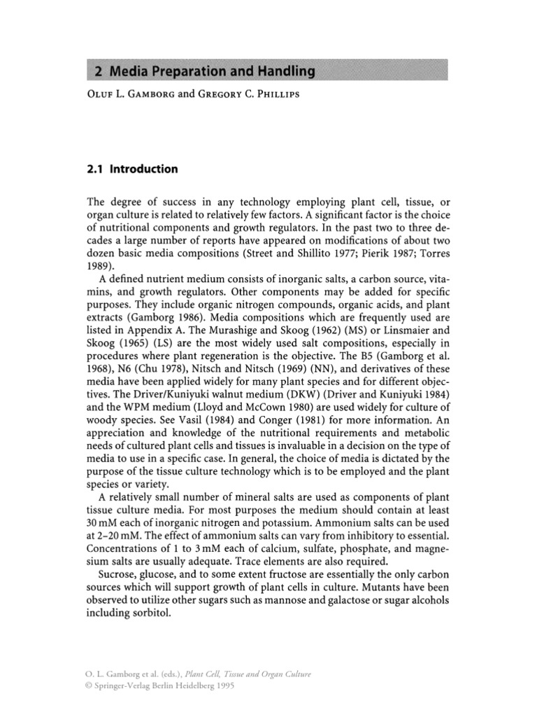 2 Media Preparation and Handling | PDF | Growth Medium | Auxin
