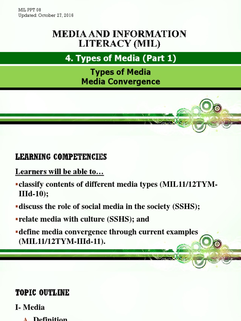 Types of Media Part 1 Types of Media and Media Convergence | PDF