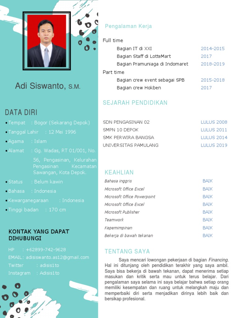 Profil Pekerjaan Adi Siswanto | PDF