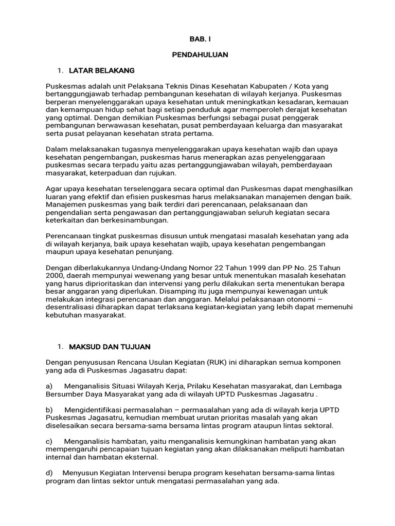 Contoh Rencana Usulan Kegiatan Puskesmas | PDF