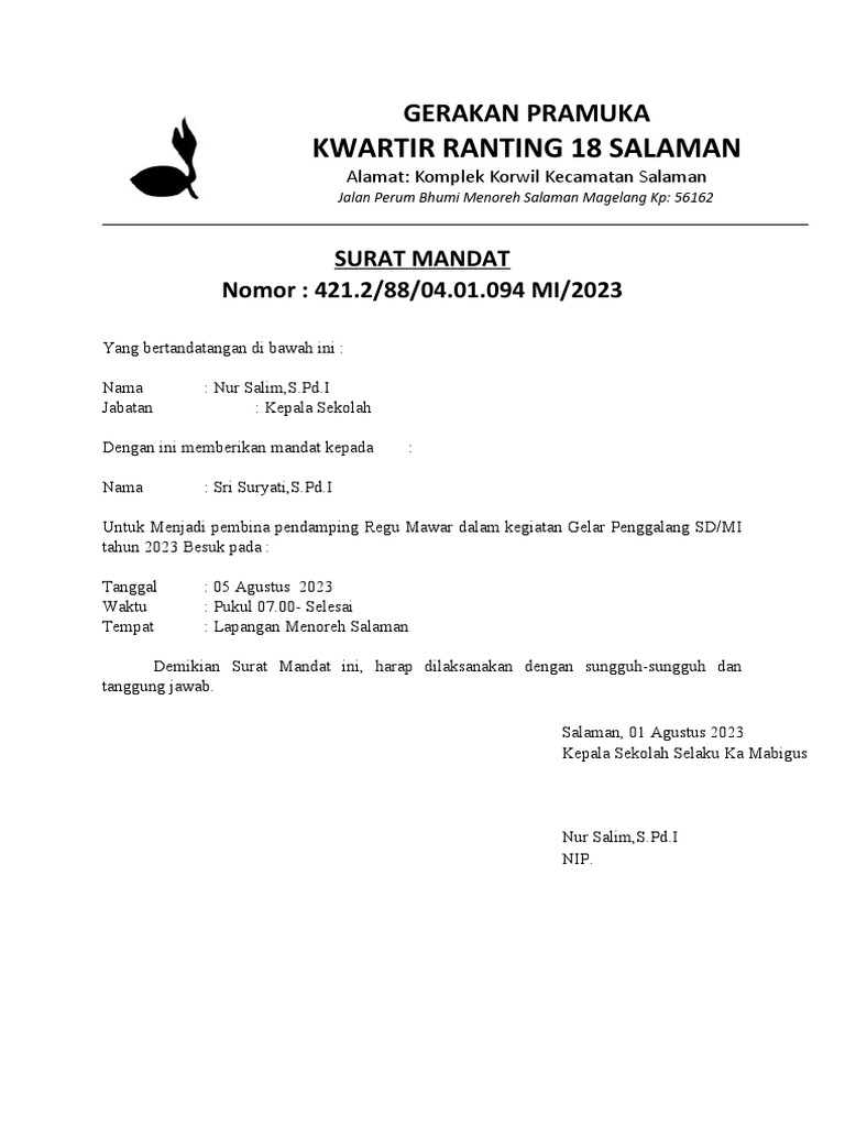 Surat Mandat Pendamping | PDF