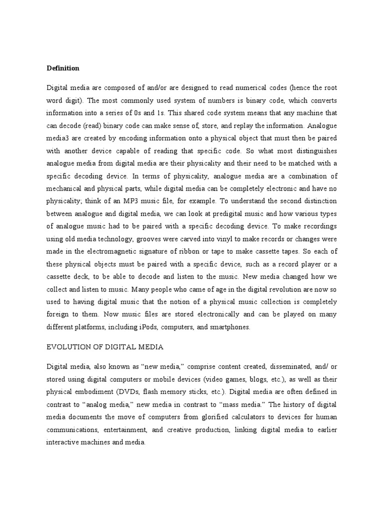 Understanding Digital Media Definitions | PDF