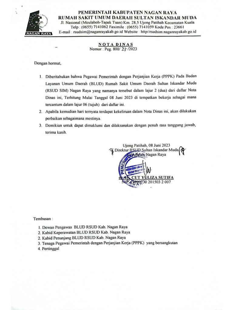 Nota Dinas PPPK | PDF