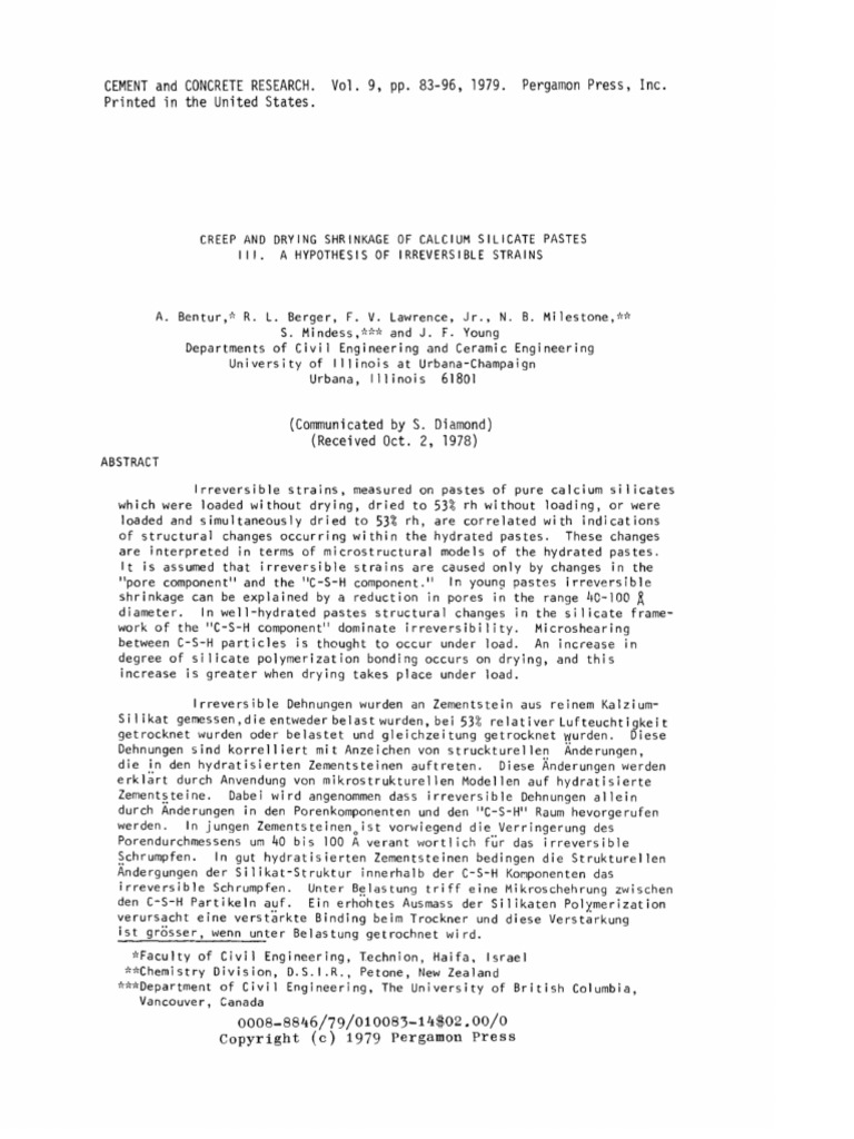 Creep and Drying Shrinkage of Calcium Silicate Pastes III A Hypothesis ... Creep and Drying Shrinkage of Calcium Silicate Pastes III A Hypothesis ...