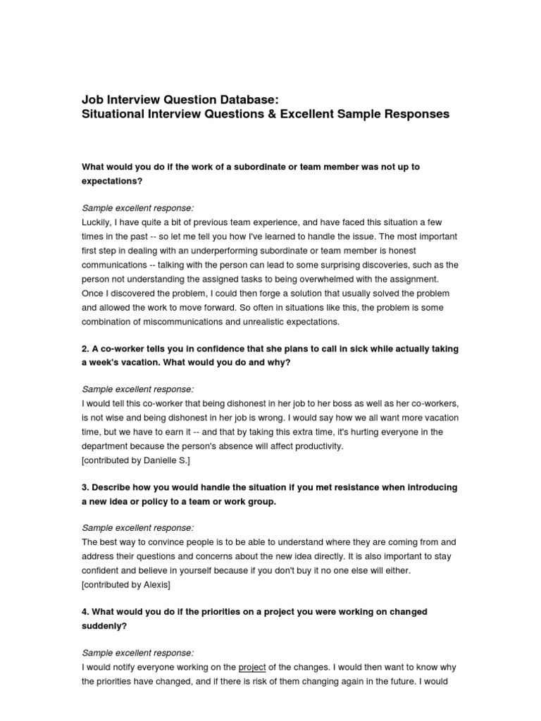 Job Interview Question Database | PDF | Job Interview | Employment