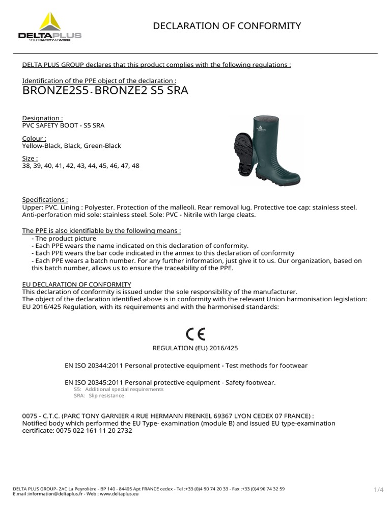 Delta-Conformity-Declaration - Bronze2s5 | PDF | Personal Protective ...