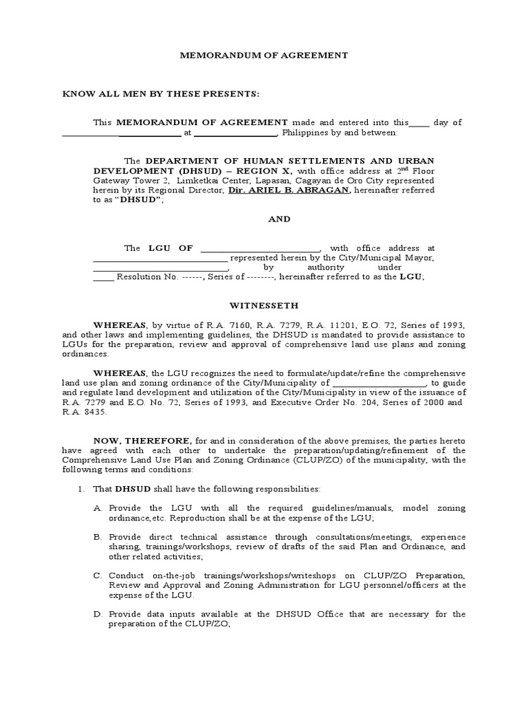 MOA DHSUD CLUP Rev | Download Free PDF | Government | Justice