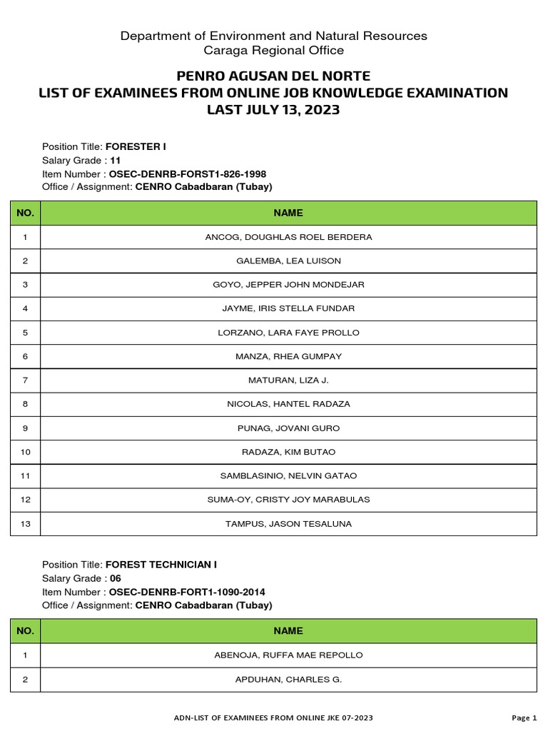 Adn List of Examinees From Online Jke 07 2023 | PDF