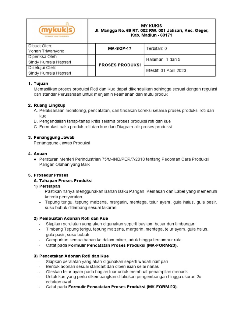 SOP-17-Proses Produksi REVISI 2 | PDF