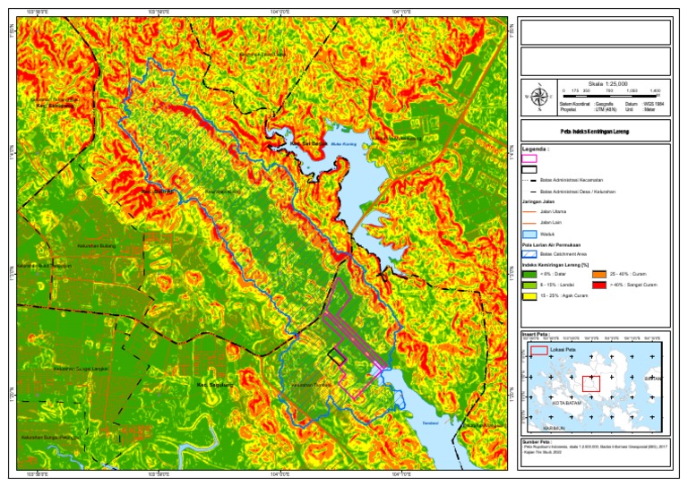 Contoh Peta Catchment Area Overlay Kemiringan Lereng | PDF