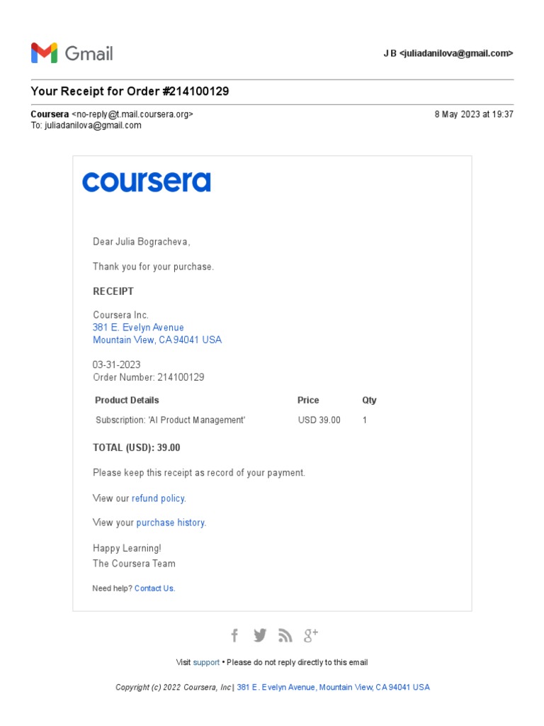 Gmail - Your Receipt For Order #214100129 | PDF