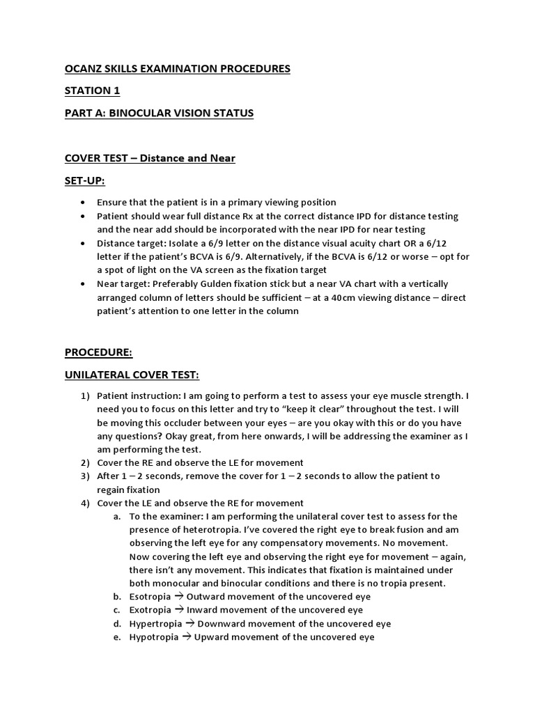 Ocanz Skills Examination Practice Manual | PDF