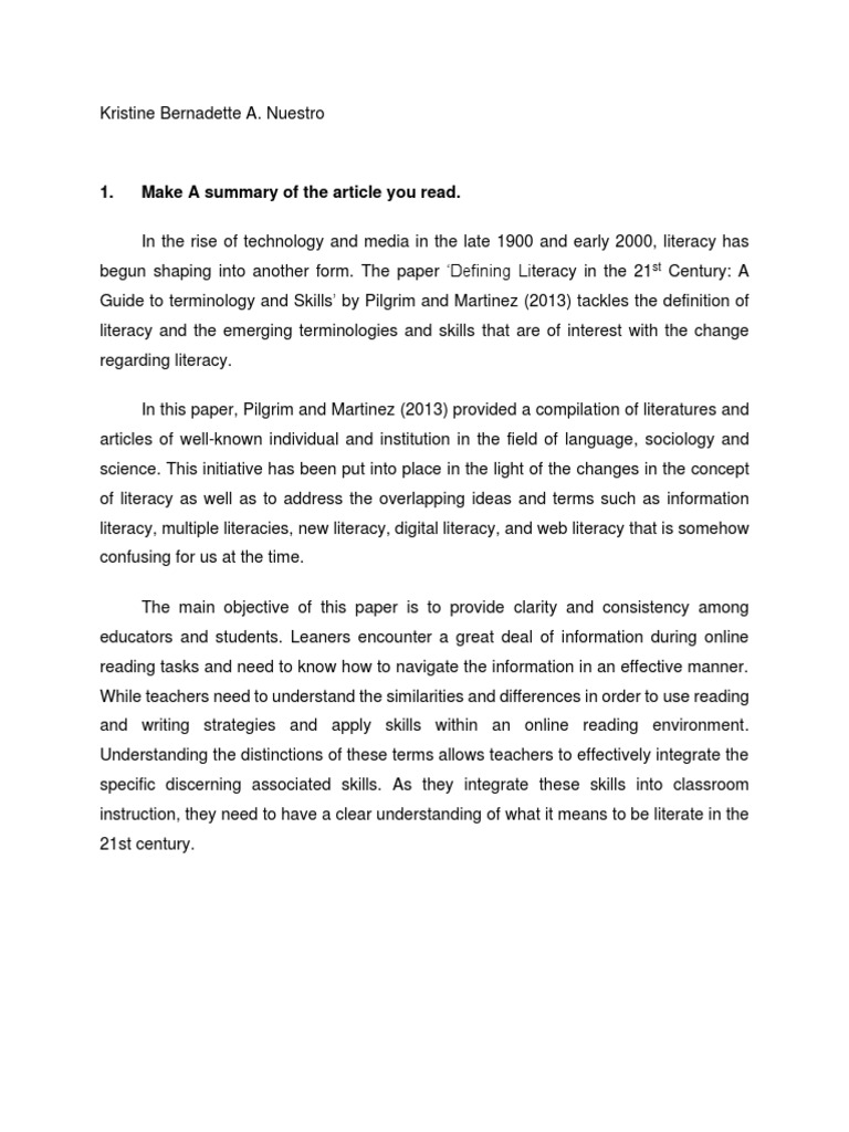 Kristine Bernadette A | PDF | Literacy | Information