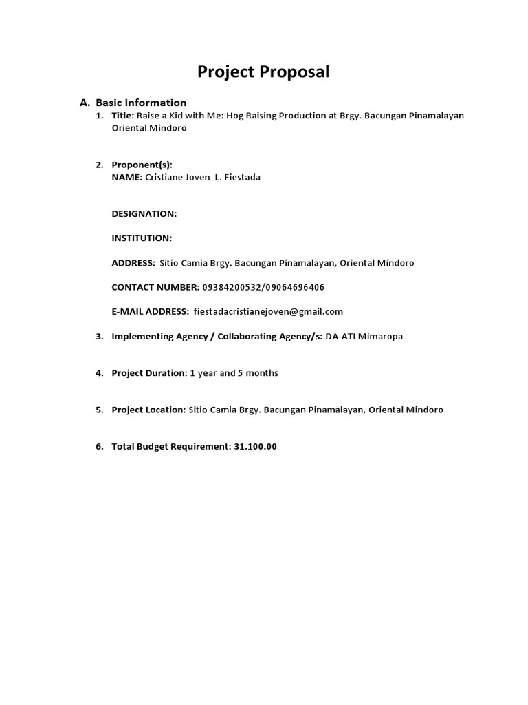 Project Proposal | PDF | Pig | Nutrition