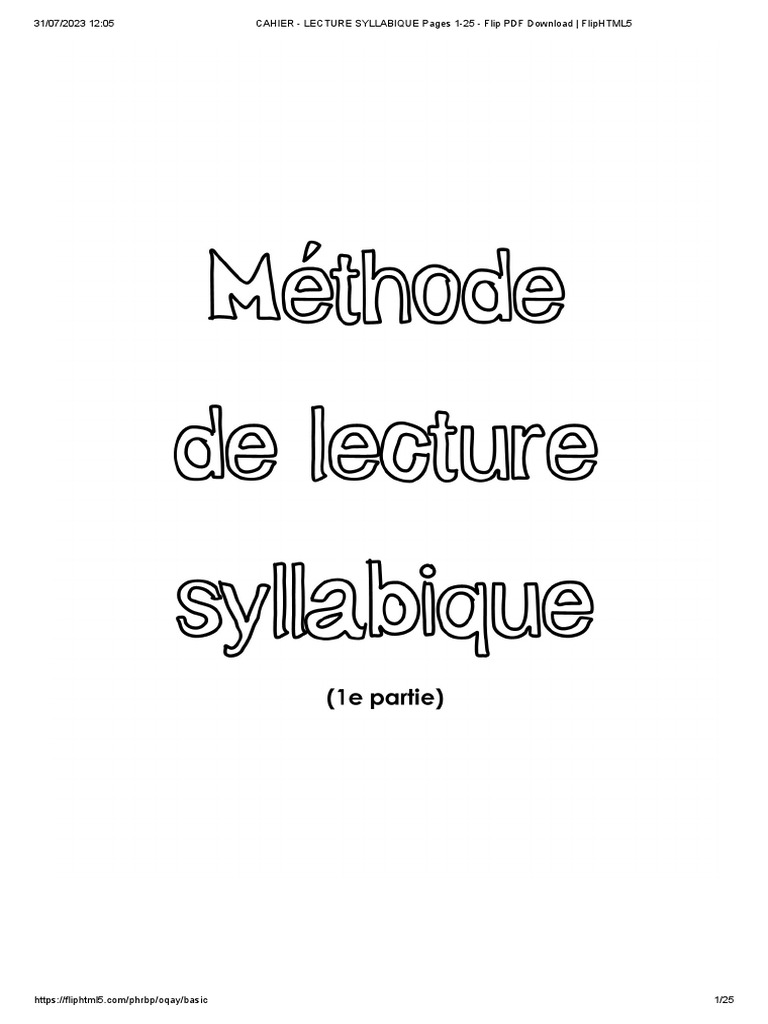 CAHIER - LECTURE SYLLABIQUE Pages 1-25 | PDF