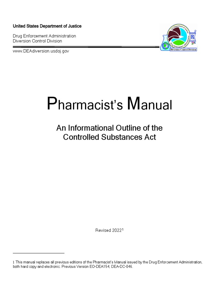 DEA Pharmacist's Manual 2022 Edition | PDF | Controlled Substances Act ...