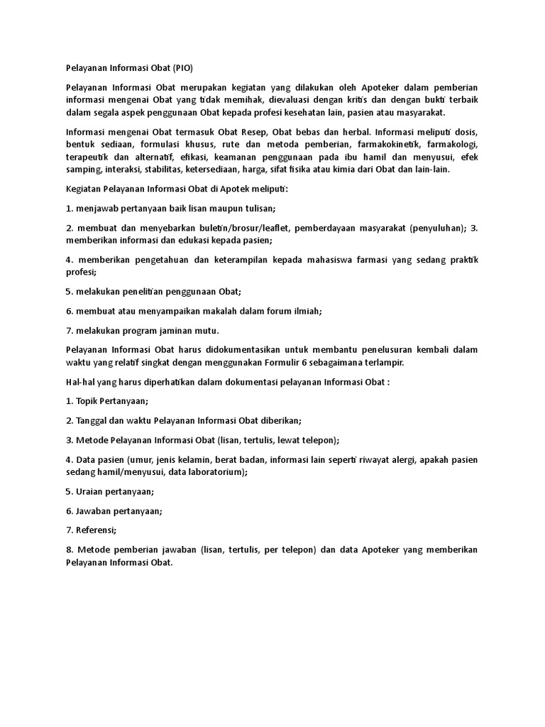 Pelayanan Informasi Obat Pdf