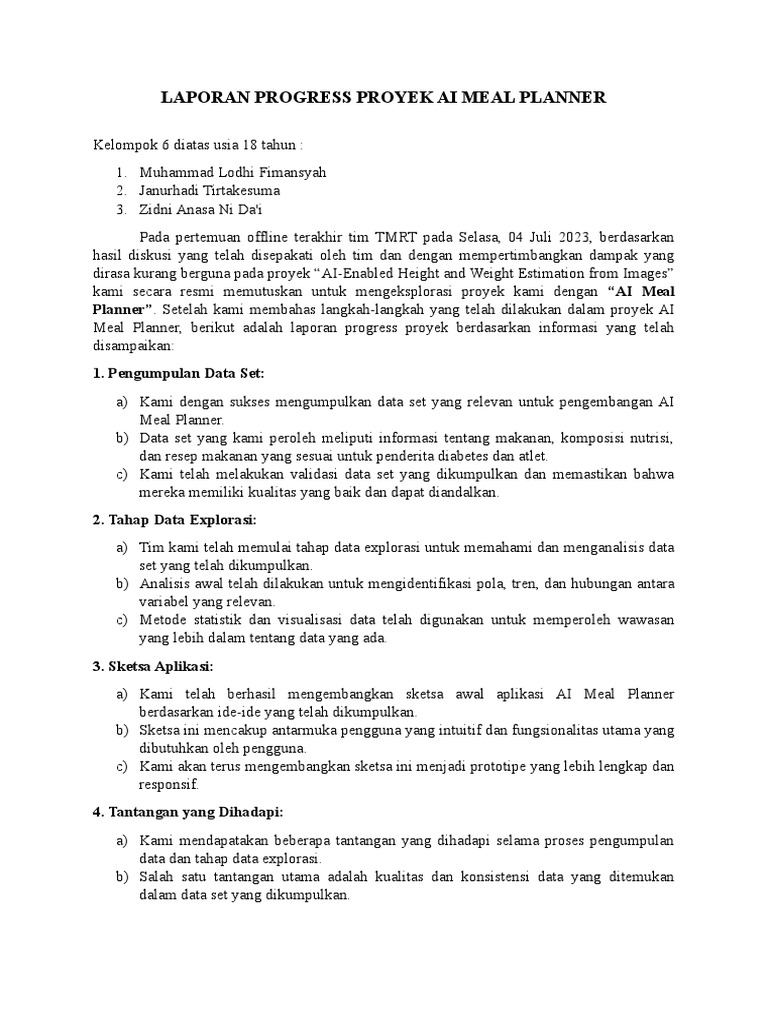 Proggres Ai-Meal Planner | PDF