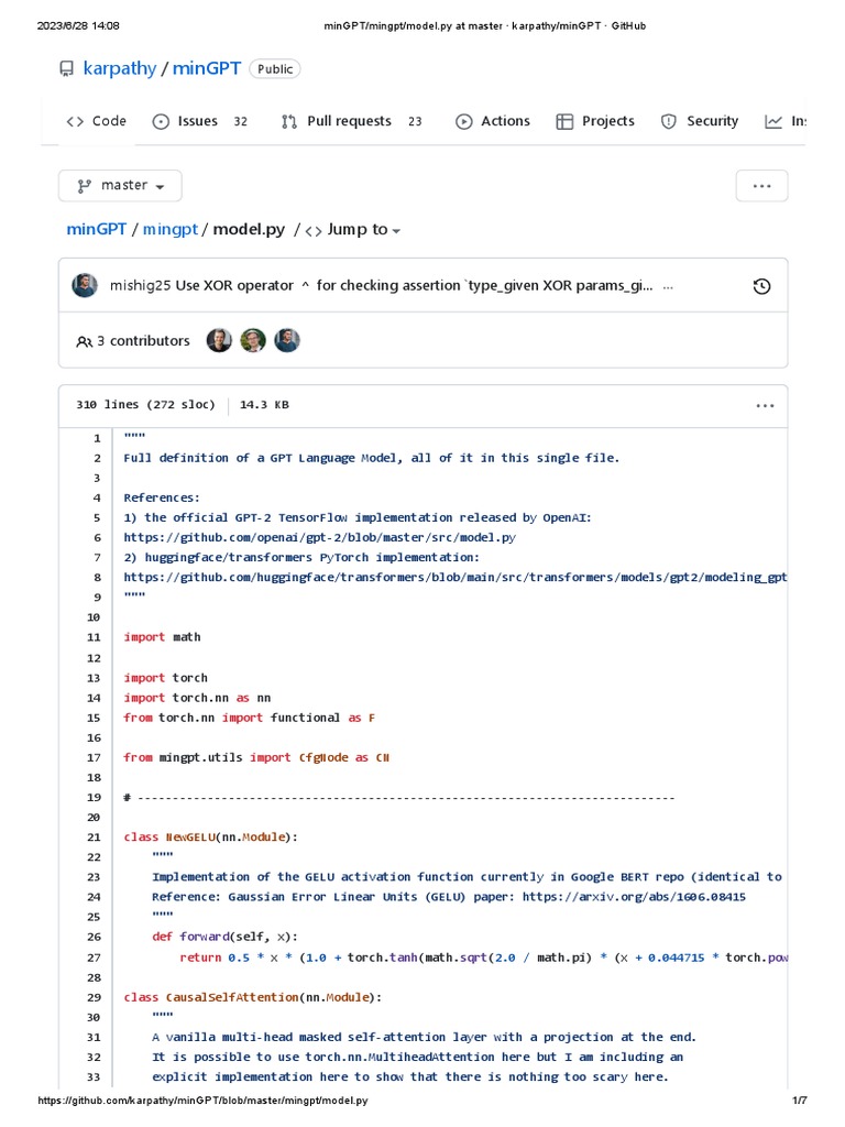 Karpathy MinGPT Model | PDF
