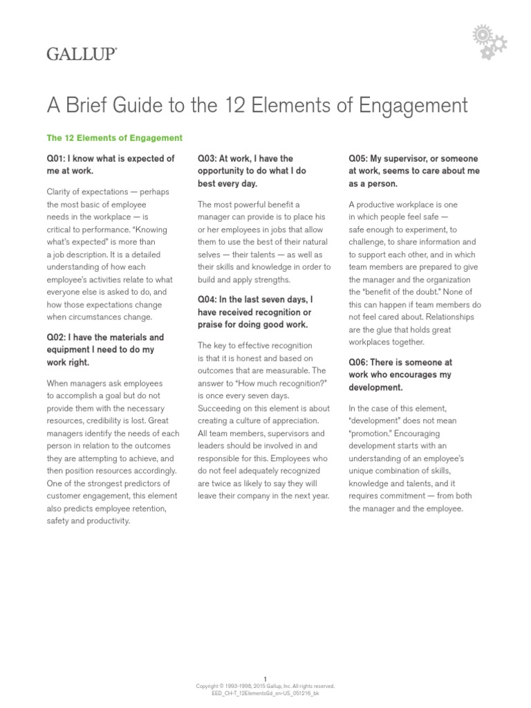 A Brief Guide To The 12 Elements of Engagement | PDF | Employment | Employee Retention
