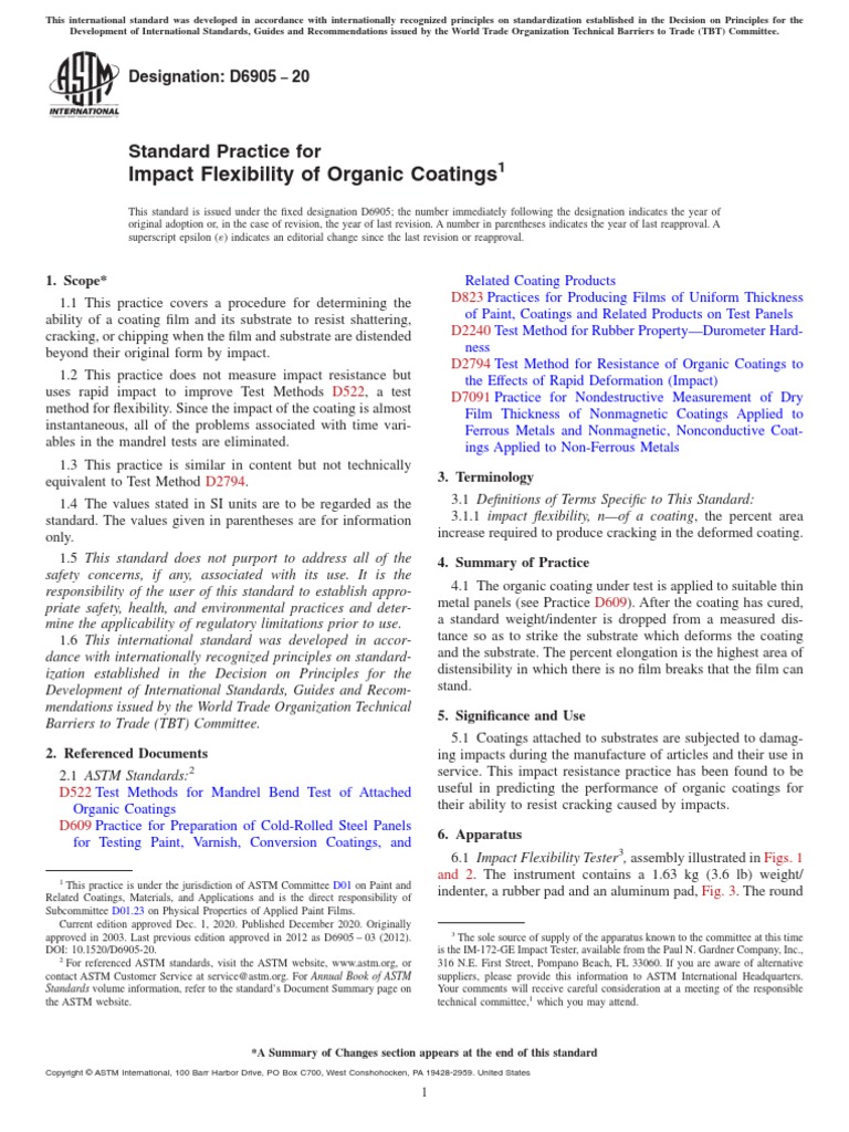 Impact Flexibility of Organic Coatings: Standard Practice For | PDF ...