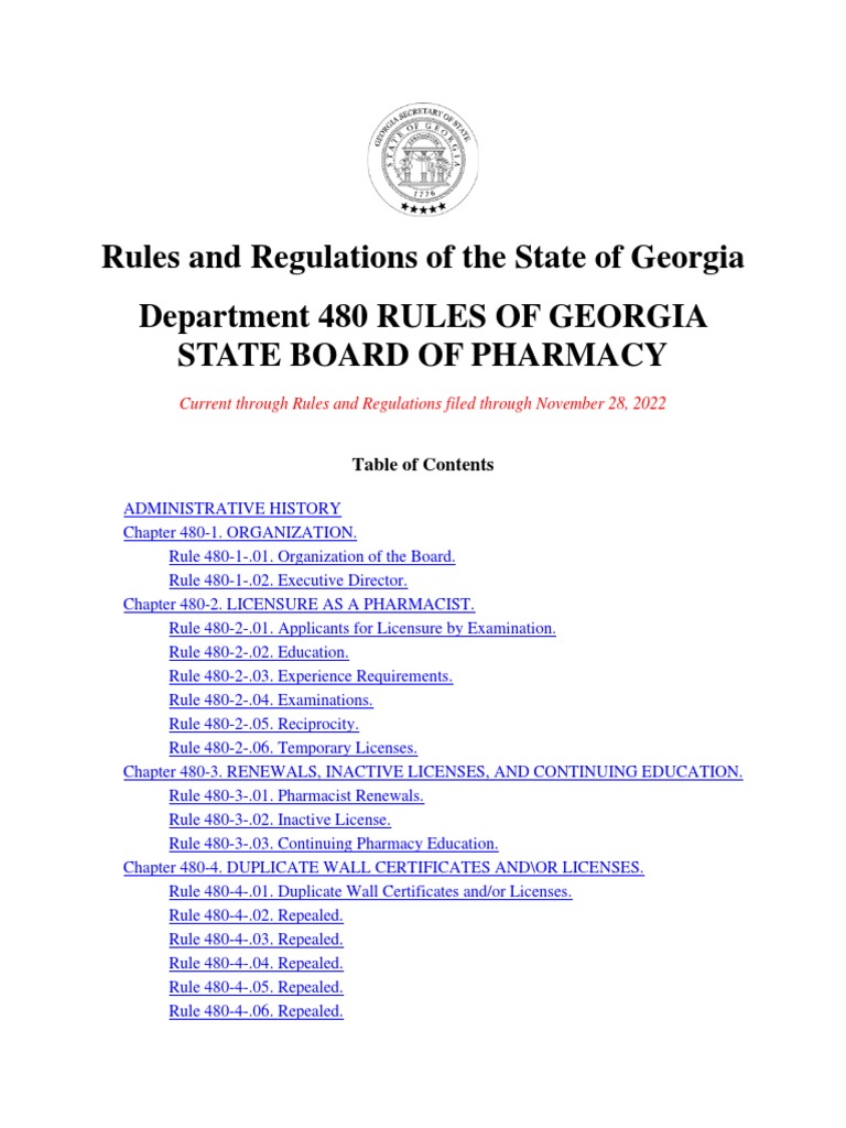 Board Rule 480-15-.02 Overview | PDF | Pharmacy | Over The Counter Drug