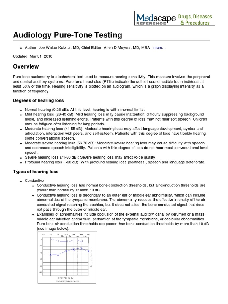 Audiology Pure-Tone Testing | PDF | Hearing Loss | Hearing