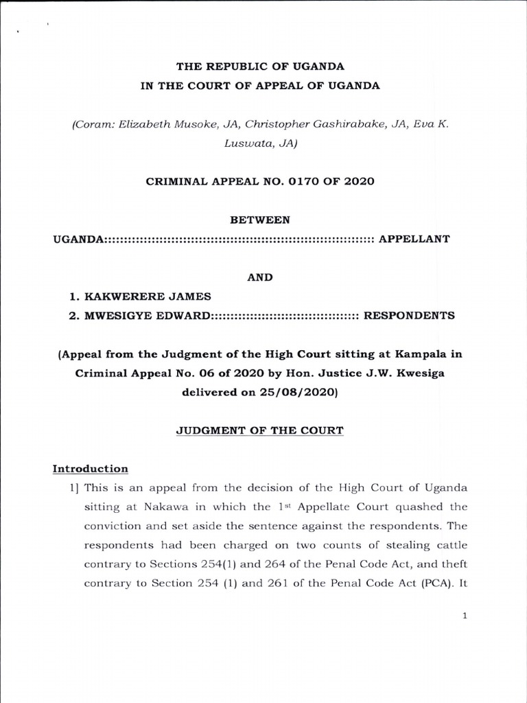 Uganda V Kakwerere and Another (Criminal Appeal No 170 of 2020) 2023 UGCA 132 (16 March 2023 ...