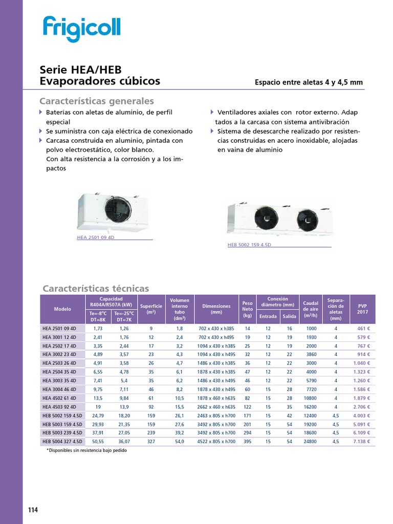 FRIGICOLL - Evaporadores | PDF
